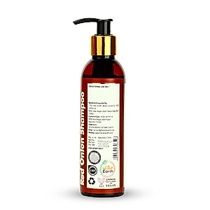 Red Onion Shampoo with Caffeine, Curry Leaf, and Indian Alkanet Root – Advanced Formula for Hair Fall Control, Split Ends Repair, and Dandruff Reduction – Gentle & Chemical-Free – 200ml