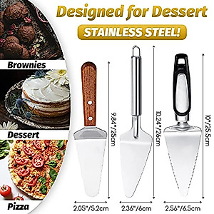 3 Pieces Pie Server Set Stainless Steel Pie Spatula Serrated with Comfortable Handle, Easy to Grip for Cutting and Serving Desserts Pizza and Cake