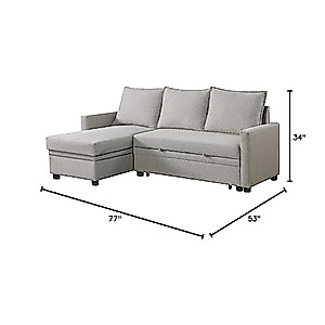Devion Furniture Andy Sectional Sleeper Sofa Bed, Light Gray