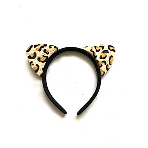 Headband Shiny Hair Hoops Cute Fluffy Hair Accessories for Women Girls Daily Wearing & Party Favor Decoration (12 Cheetah Ear)