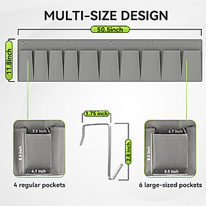 RVMATE RV Shoe Storage Pockets for Hanging Bedside Storage Organizer Grey with 10 Pockets, RV Shoe Pockets for Shoes/Boots/RV Accessories Organization