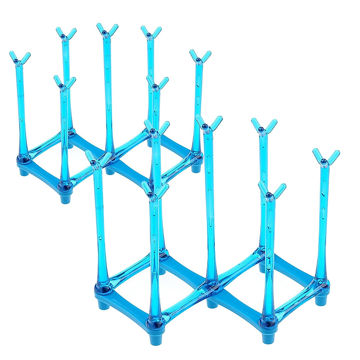 2 Pack Retractable Cup Drying Rack, Drinking Glass and Sports Bottle Drainer Stand, Plastic Bag Dryer and Mug Tree for Kitchen Countertop