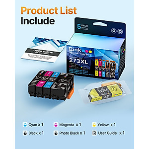 E-Z Ink (TM) Remanufactured Ink Cartridge Replacement for Epson 273XL 273 T273XL to use with XP-520 XP-600 XP-610 XP-620 XP-800 XP-810 XP-820 (1 Black 1 Cyan 1 Magenta 1 Yellow 1 Photo Black) 5 Pack