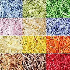 Suponey 12 Colors Easter Grass Raffia Paper Shreds Easter Basket Grass Paper Filler for Easter Gift Wrap Easter Party Decoration