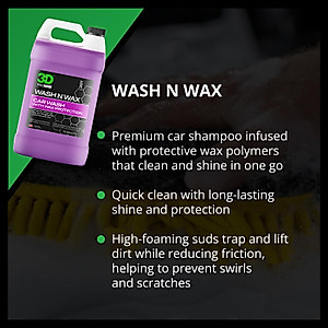 3D Wash N Wax Car Wash Soap - pH Balanced, Easy Rinse, Scratch Free Soap with Wax Protection - 1 Gallon