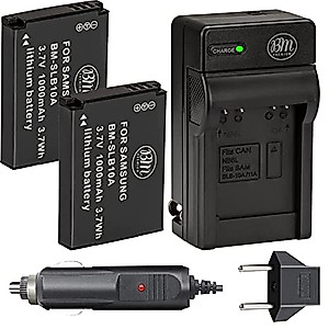 BIG MIKE'S ELECTRONICS BM Premium Pack of 2 SLB-10A Batteries and Battery Charger for Samsung EX2F HZ15W SL202 SL420 SL620 SL820 WB150F WB250F WB350F WB750 WB800F WB850F WB1100F Digital Cameras