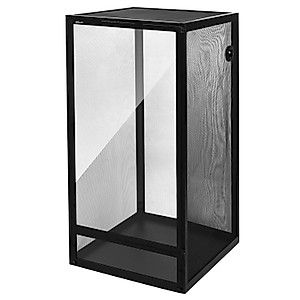 REPTI ZOO 120 Gallon Foldable Reptile Open Fresh Air Aluminum Screen Cage,Black Extra Large Reptiles Habitat Chameleon Breeding Cages 24x24x48-inches