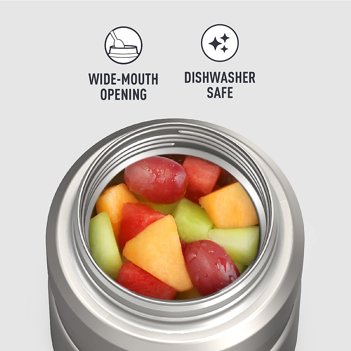 THERMOS Stainless King Vacuum-Insulated Food Jar with Spoon, 16 Ounce, Matte Steel