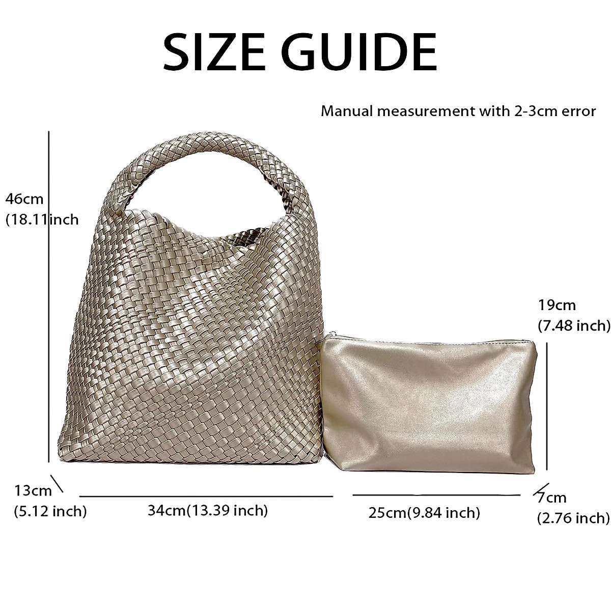 BEVIVID Woven Tote Bag for Women,Woven Bag Purses and Handbags,Hand-Woven Tote Handbag,Woven Shoulder Bag,Woven Leather Handbags Champagne gold