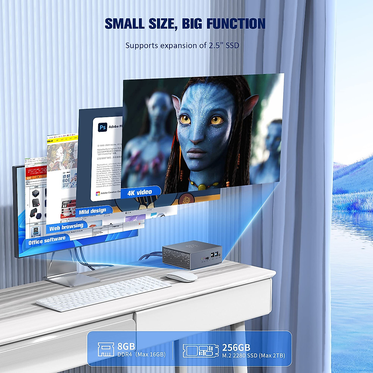Mini PC Intel 12th Gen N95(up to 3.40Ghz) 16GB DDR4 512GB M.2 SSD Mini Desktop Computer Windows 11 Pro Gigabit Ethernet, 4K UHD, Dual Wi-Fi, BT 4.2 Mini Desktop Computer