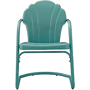 Crosley Furniture CO1029-BL Tulip Retro Outdoor Metal 2-Piece Armchair Set, Pastel Blue Satin