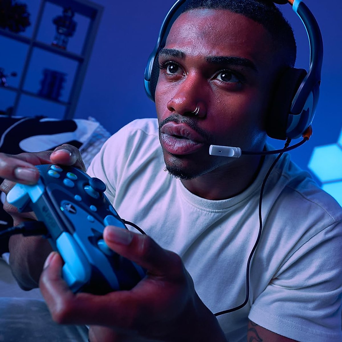PDP Gaming REMATCH GLOW Enhanced Wired Controller Licensed for Xbox Series X|S/Xbox One/PC/Windows, Mappable Back Buttons, Advanced Customizable App - Blue Tide (Glow in the Dark)