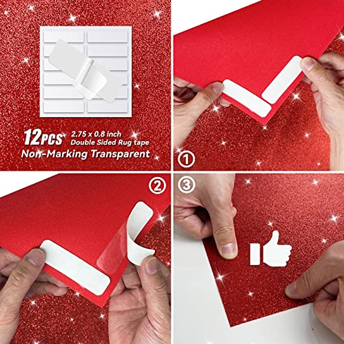 EZLucky Glitter Red Carpet Runner for Party, 2.46X15 ft, 200 GSM Glitter Non-Woven Fabric, Hollywood Red Carpet for Event, Aisle Runner for Wedding Ceremony, Movie Theme Party Decorations