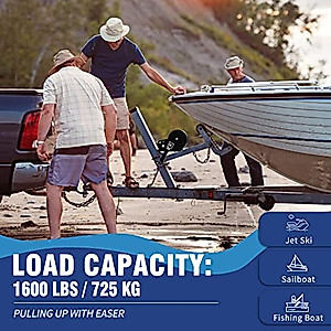 SPARKWHIZ Boat Trailer Winch Hand Winch 1600lbs Heavy Duty Hook with 26ft Polyester Strap Hand Crank Winch, Two Way Ratchet Manual Winch for Trailer Marine Boat ATV