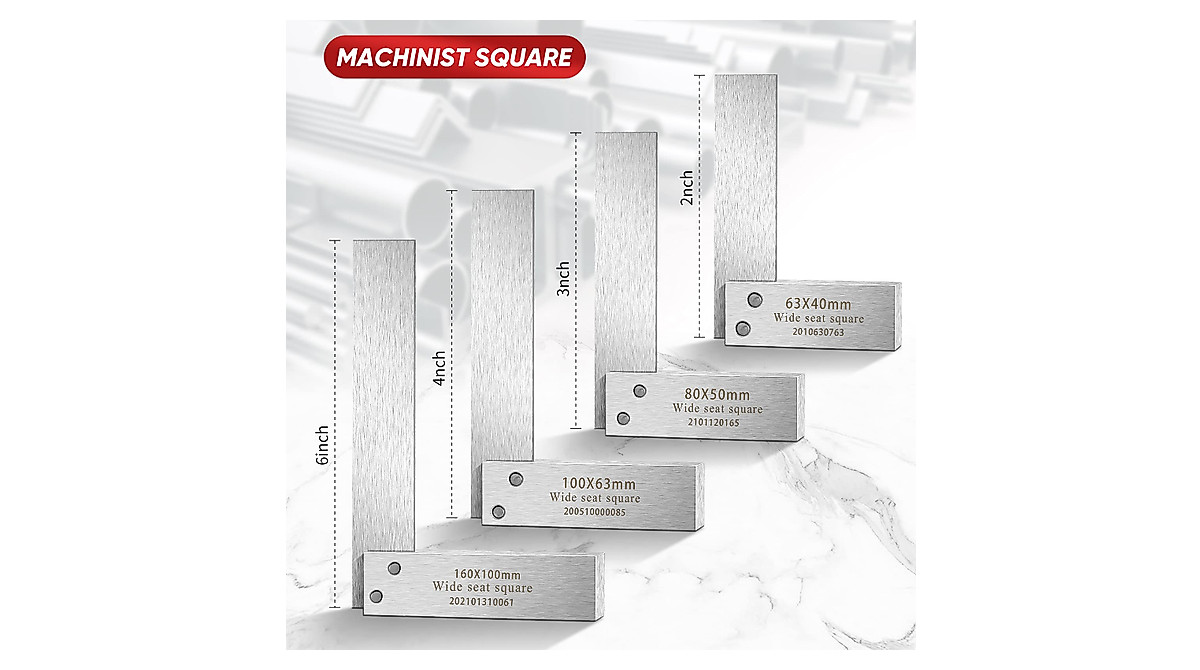 Machinist Square Set - High Precision 90 Degree Steel Squares