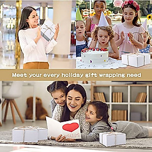 50 Pcs 8 x 8 x 4 Inch Gift Boxes with Lids Bridesmaid Proposal Box Paper Birthday Gift Box with 33 ft Twine for Christmas Bridal Wedding Graduation Party Favor Cupcake Presents Crafting (White)