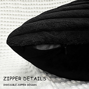 2 Pack 18x18 Pillow Cover Velvet Pillow Covers, Faux Fur Square Throw Pillow Covers for Living Room Decorations Throw Pillow Case, Throw Pillow Cover Cushion Cover for Home Sofa Bedroom Car, Black