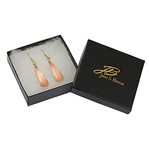 Chased Copper Long Tear Drop Earrings By John S Brana Handmade Jewelry Durable Copper Earrings