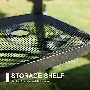 VICLLAX Patio 5 Pieces Outdoor Dining Set, 42" Round Metal Table with Umbrella Hole and 4 Stackable Cotton-Padded Textilene Chairs for Lawn, Garden, Porch, Walnut/Black