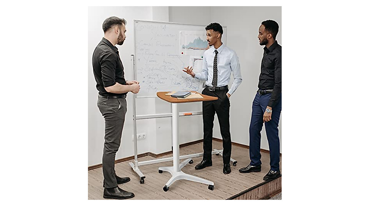 HAOOAH 47" Mobile Standing Desk - Adjustable Walnut Workspace