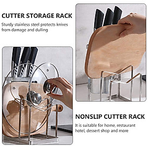 UPKOCH Block Kitchen Utensil Holder Stainless Steel Organizer Cutting Board Pot Pan Lid Holder Cutlery Storage Rack Kitchenware Organizer For Kitchen Home Dining