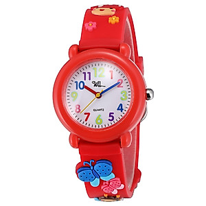 Jewtme Kids Time Teacher Watches 3D Cute Cartoon Silicone Children Toddler Wrist Watches for Ages 3-10 Boys Girls Little Child Picture Puzzle Blue
