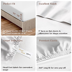 Carressa Linen 100% Organic Cotton Sheet Set King Size - 4 Piece Organic Sheets for King Bed, Soft, Crisp, Cooling Sateen Weave, Breathable Hotel Quality 16" Deep Pocket Bedsheet Set (Taupe)