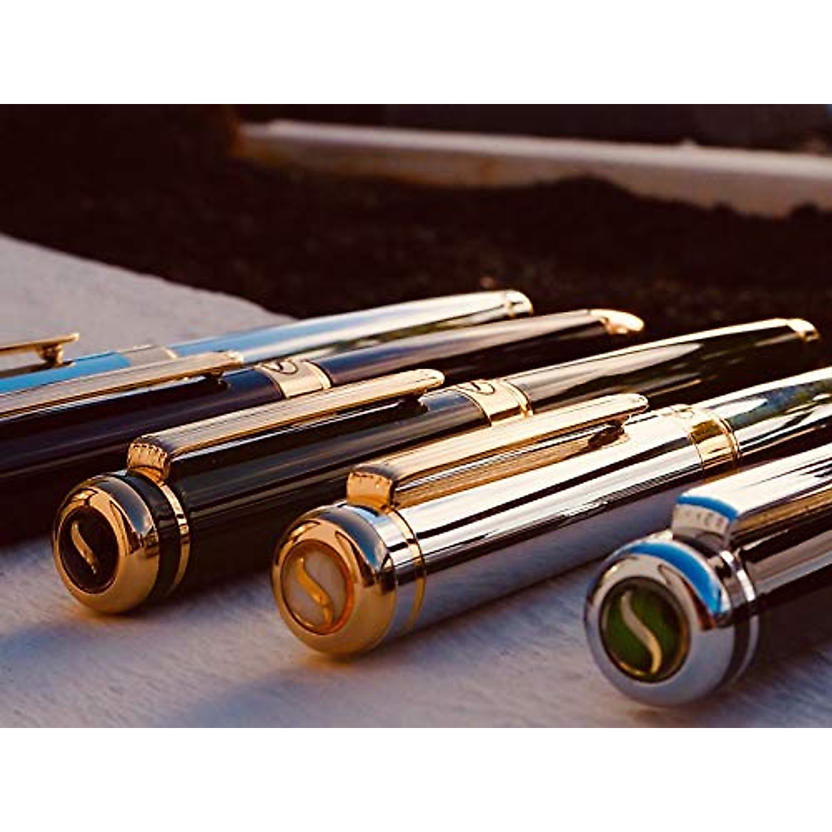 Scriveiner Black Lacquer Ballpoint Pen - Stunning Luxury Pen with 24K Gold Finish, Schmidt Black Refill, Best Ball Pen Gift Set for Men & Women, Professional Executive Office, Nice Fancy Designer Pens