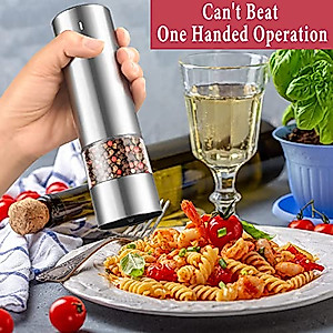 Electric Salt and Pepper Grinder Set - USB Rechargeable - No Battery Needed Modern Style - Automatic Black Peppercorn & Sea Salt Spice Mill Set with Adjustable Coarseness & LED Light Refillable