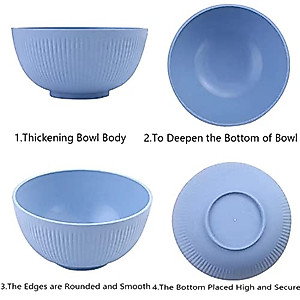RUIBOLU (Set of 6 Unbreakable Cereal Bowls 24 OZ Microwave and Dishwasher Safe BPA Free E-Co Friendly Wheat Straw Fiber Lightweight Bowl (Tableware)