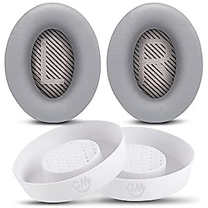 WC Earpads and SweatZ Protective Ear Covers Compatible with Bose QC35 & QC35ii(QuietComfort 35) | Silver & White