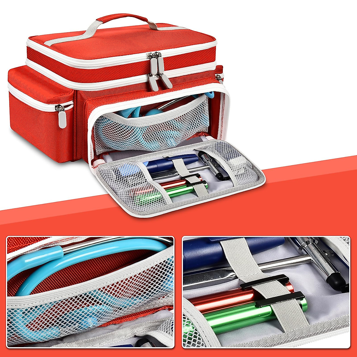 Large Medicine Organizer Bag Box - Empty First Aid Kits Bags for Emergency. Pill Bottle Storage Container, Medical Supplies Case for Home, Travel, Outdoor, Office, Car, Camping, Hiking, Boating