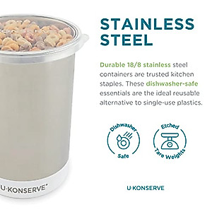 U Konserve Stainless Steel Bulk Food-Storage Canisters 48oz - Clear Silicone Lid - Airtight - Kitchen Containers - Dishwasher Safe - Plastic Free