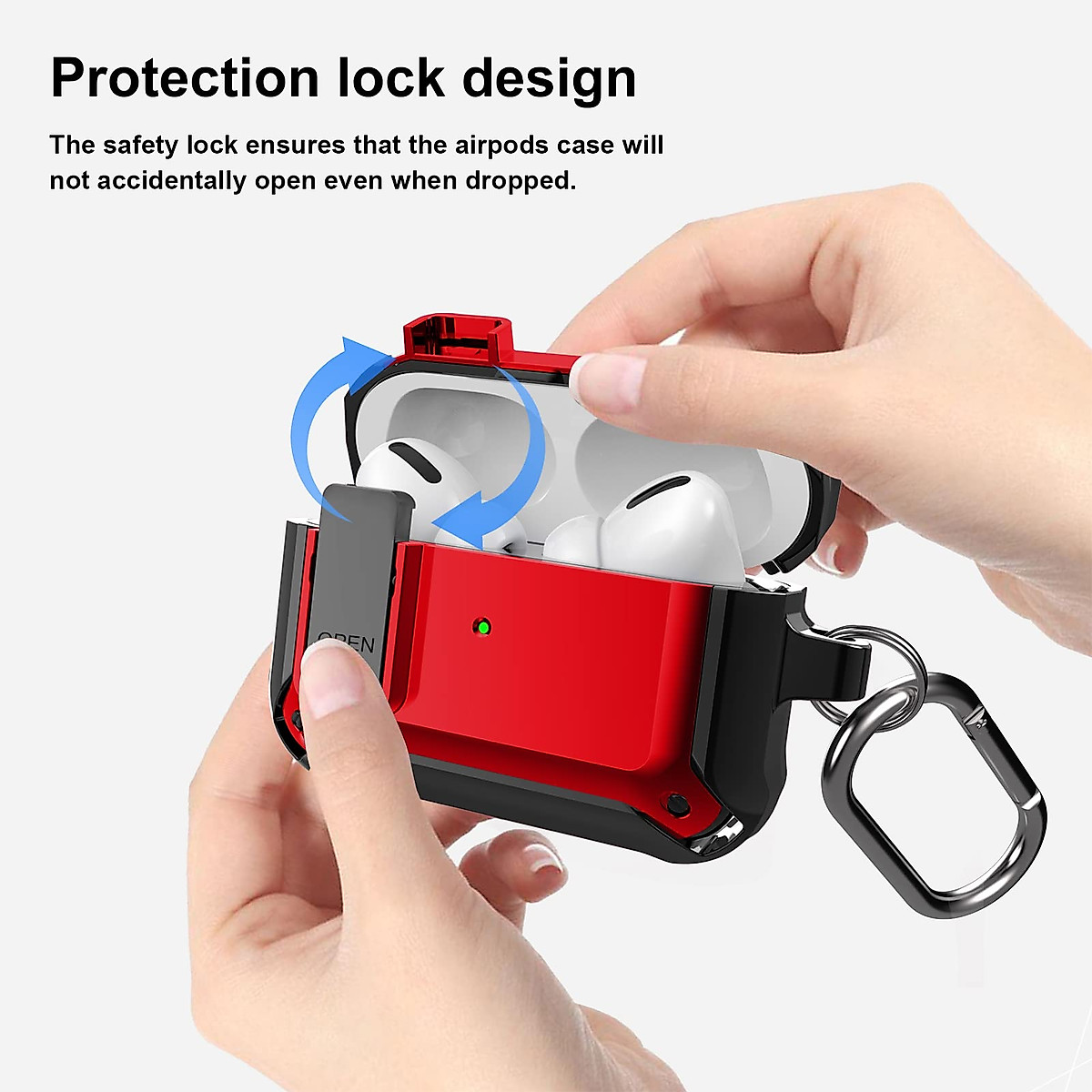 Lopnord Case for Airpod Pro Case Cover with Lock, Compatible for Airpods Pro 2nd Generation/1st Generation Case (2022/2019), Shockproof Cover for iPods Pro 2 Case Men Women