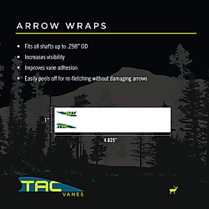 TAC Vanes Arrow Wraps, 4.25" x 1.0", White Wraps, Pack of 13 Arrow Wraps, Arrow Accessories for Archery Bowhunting and Target Shooting