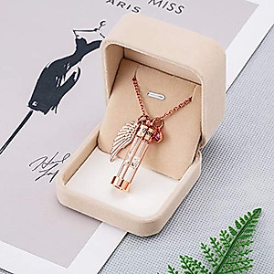 PREKIAR Cremation Urn Necklace for Ashes Timeless Hourglass Memorial Pendant Keepsake Jewelry for Human Pet Ashes with 12 Birthstone Angel Wing (Rose Gold Hourglass)