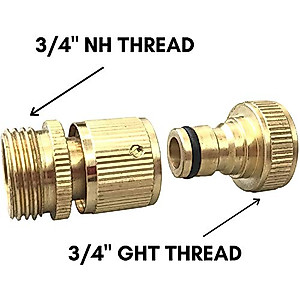 MAXFLO Garden Hose Quick Connect Garden Hose Fittings [3 Pack] Solid Brass Water Hose Quick Connect Fittings Quick Connector | Water Hose Connectors 3/4 inch GHT | Hose Couplers Quick Disconnect