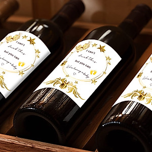 Lfish 5 Pregnancy Announcement Wine Bottle Labels,Baby Surprise Gifts Decorations,Announcing New Baby Reveal,Pregnancy Reveal Wine Label for Family and Friends,Baby Announcements Gifts.