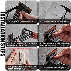 YSTDHL Shower Caddy, 2 Pack Adhesive Shower Organizer, Rustproof Wall-Mounted Shower Shelves With Hooks, Towel Bar, Large Capacity Shower Rack, Bathroom Storage Accessories