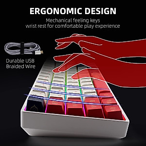 Heywood SK61 60% Mini Hot Swappable Keyboard, Wired Mechanical Gaming Keyboard, Gateron Optical Switches, RGB Backlit, N-Key Rollover for Windows/Mac (Gateron Optical Red, Phoenix)