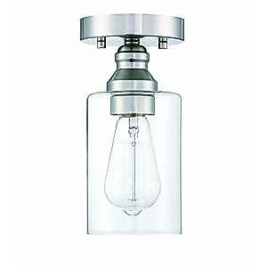 WISBEAM Semi Flush Mount Ceiling Light Fixture, E26 Medium Base, Metal Housing with Clear Glass, ETL Rated, Bulbs NOT Included, 1-Pack