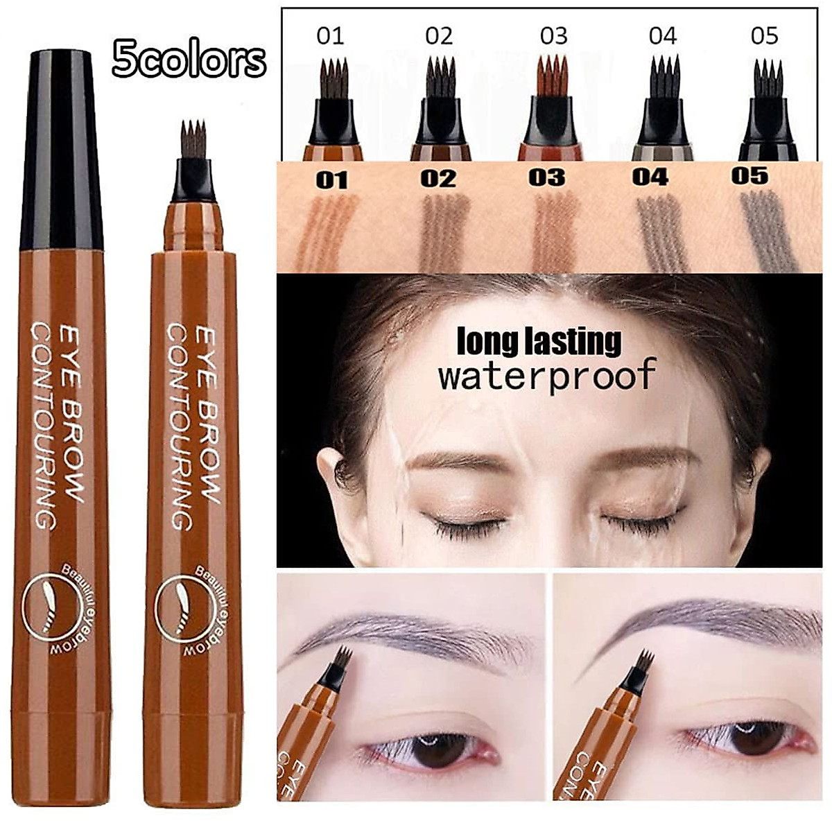 Professional Eyebrow Pencil, Waterproof, Easy and Easy to Shape Eyebrows, Long Lasting, Eyebrow Pencil (dark brown)