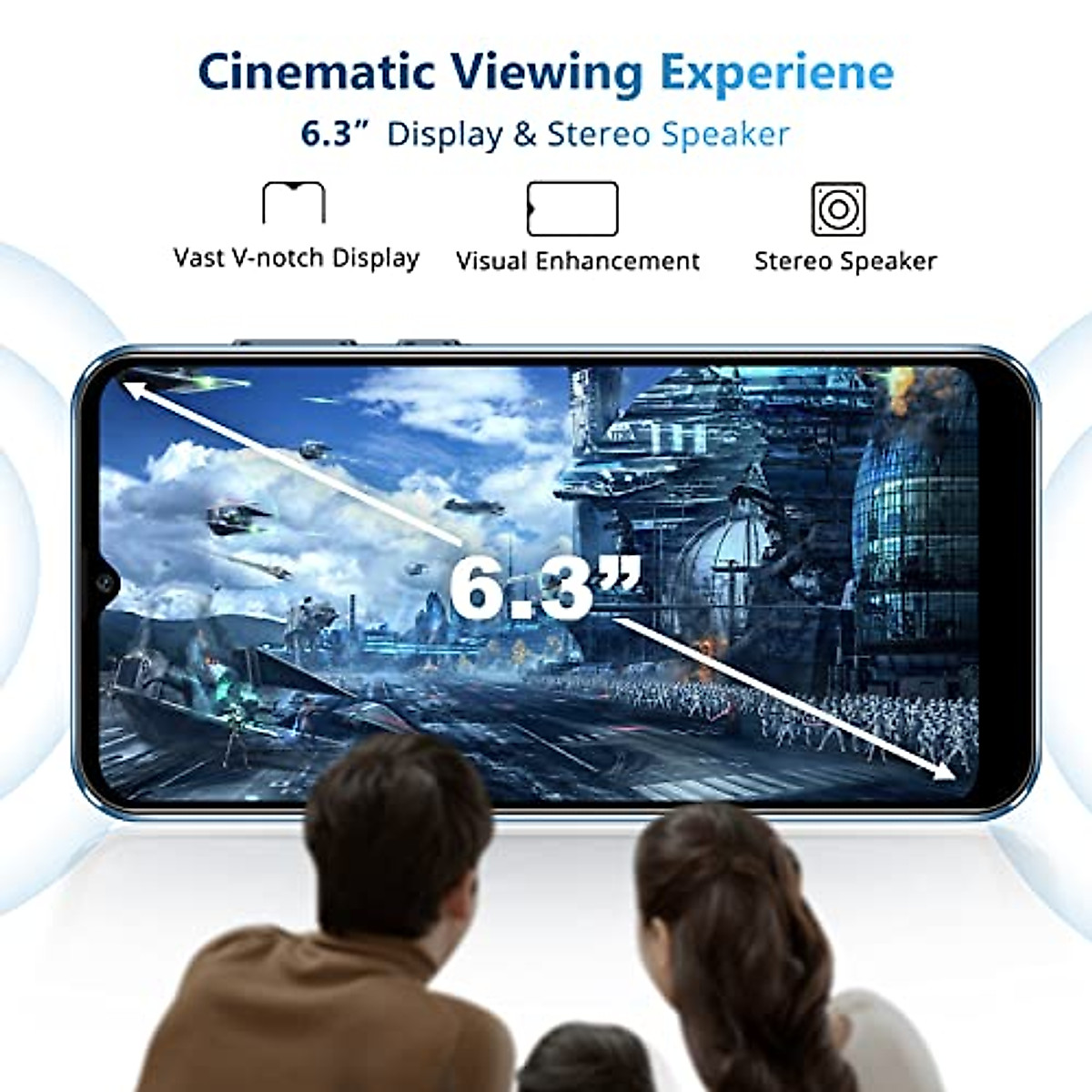 Xgody X18 4G Unlocked Phones, 6.3 Inch IPS Screen Smartphones, Android 10 OS Dual SIM Cheap Cell Phone, Quad Core 2GB+16GB, Dual 5MP+8MP Camera, 4000mAh Battery, Face ID Smart Phone (Blue)