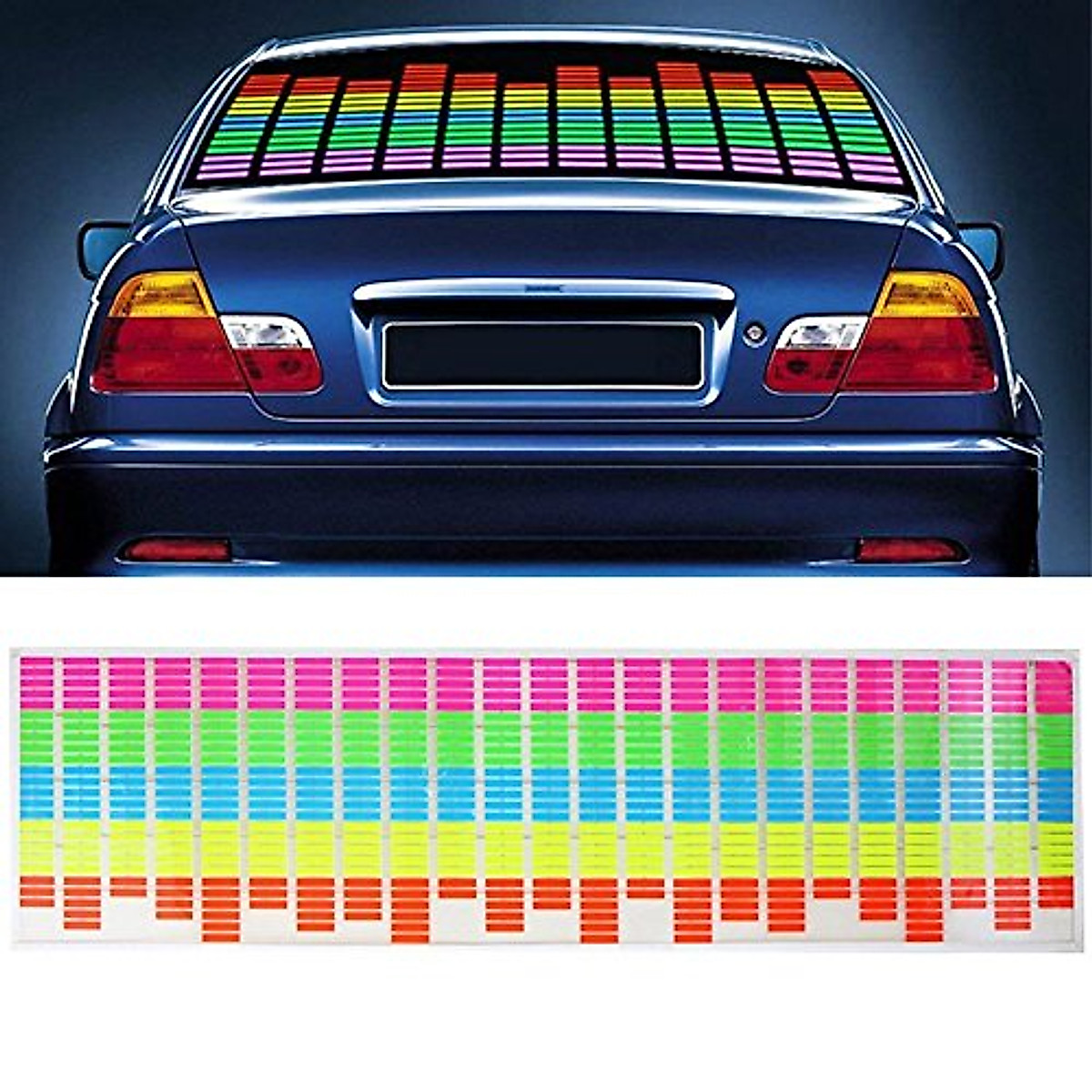 WONFAST® Sound Music Beat Activated Car Sticker Equalizer Rhythm LED Flash Light Audio Voice Rhythm Lamp (90x10cm)