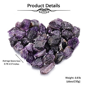 Top Plaza Bulk Amethyst Healing Crystals Rough Stones - Large 1" Natural Raw Stones Crystal for Reiki Healing, Wicca, witchcraft, Tumbling, Cabbing, Fountain Rocks, Decoration, Polishing 0.5lb