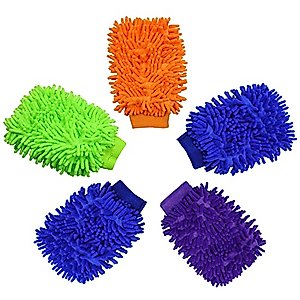 Chihutown 5 Pack Premium Chenille Microfiber Wash Glove, Double Sided Scratch-Free Car Wash Mitt, Soft Car Wash Sponge, Microfiber Wash Mitt for Car Cleaning