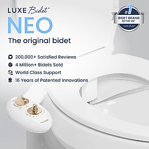 LUXE Bidet NEO 120 - Value Pack of 2 - Self-Cleaning Non-Electric Bidet Attachments for Toilet Seat (Gold and White)