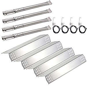 Hisencn Stainless Steel Burner Pipe Tube, Heat Plate Shield Tent, Igniter Electrode Repair KIT Replacement for Kitchen Aid 720-0733A, 720-0745, 720-0745B 4 Burner Gas Grill Models