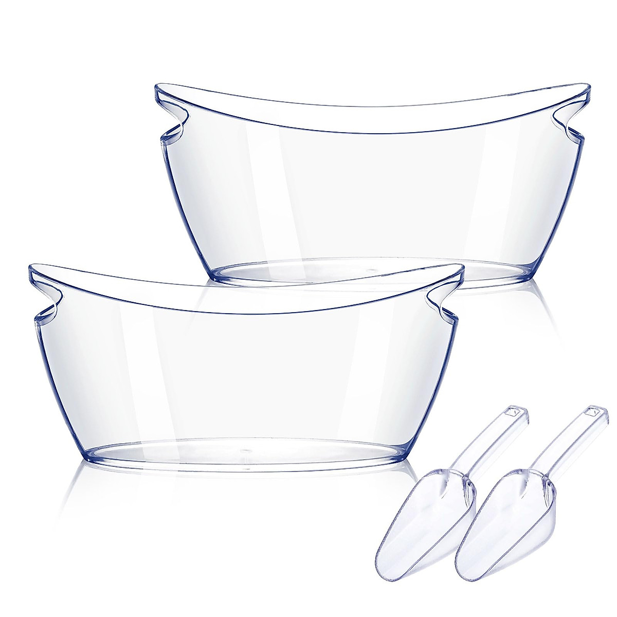 Ice Bucket 2 PCS,Acrylic Ice Buckets for Parties, Mimosa Bar Supplies Beverage Tub and Scoops for Champagne Beer Sparkling Wine Cocktails（5.5L）Extra Large Model (Clear)