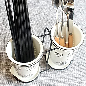Zerodeko 1pc Cup Forks Flower Chopstick Double Silverware Holder Drainer Basket Dish Metal Drying for Storage Cutlery Crock Chopsticks Draining Kitchenware Practical Utensil